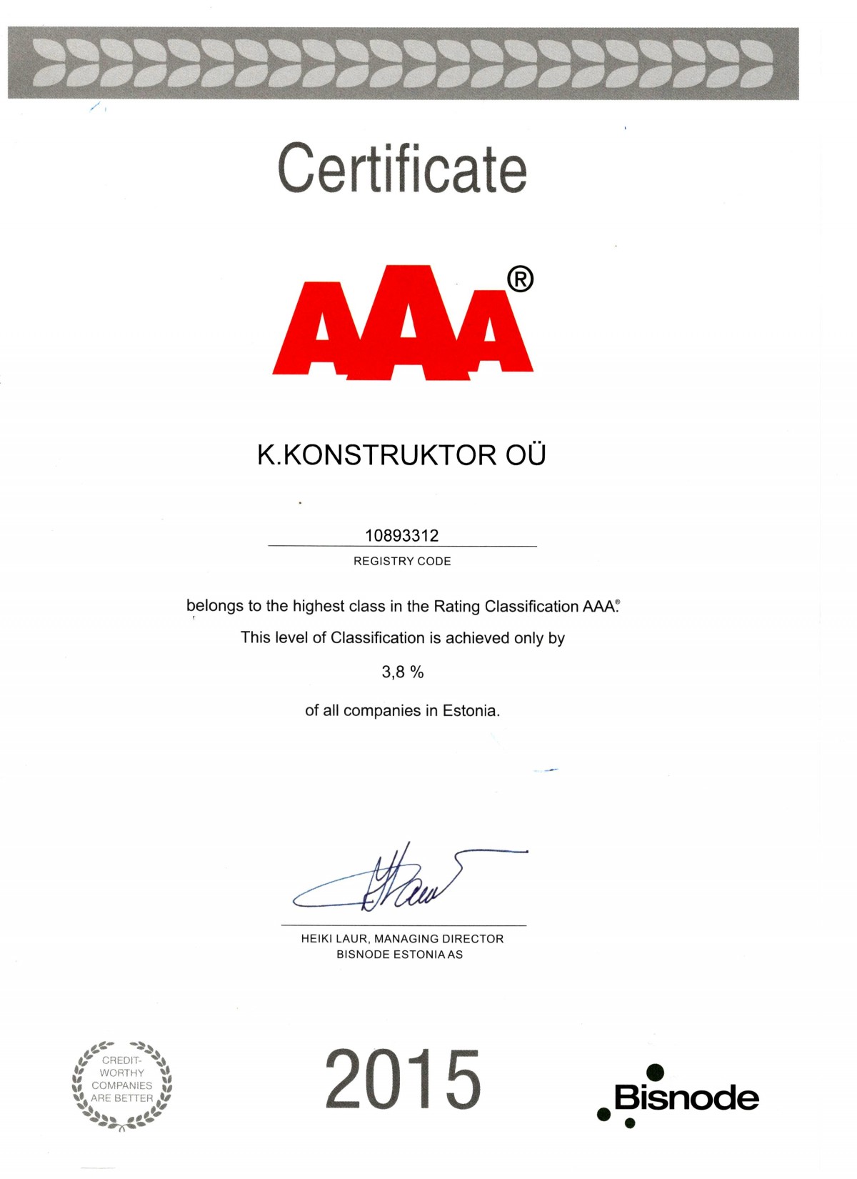 certificate – Köögi Konstruktor